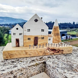 Wooden Town, Primitive Handmade Wooden Houses, Mini Wood Village ...