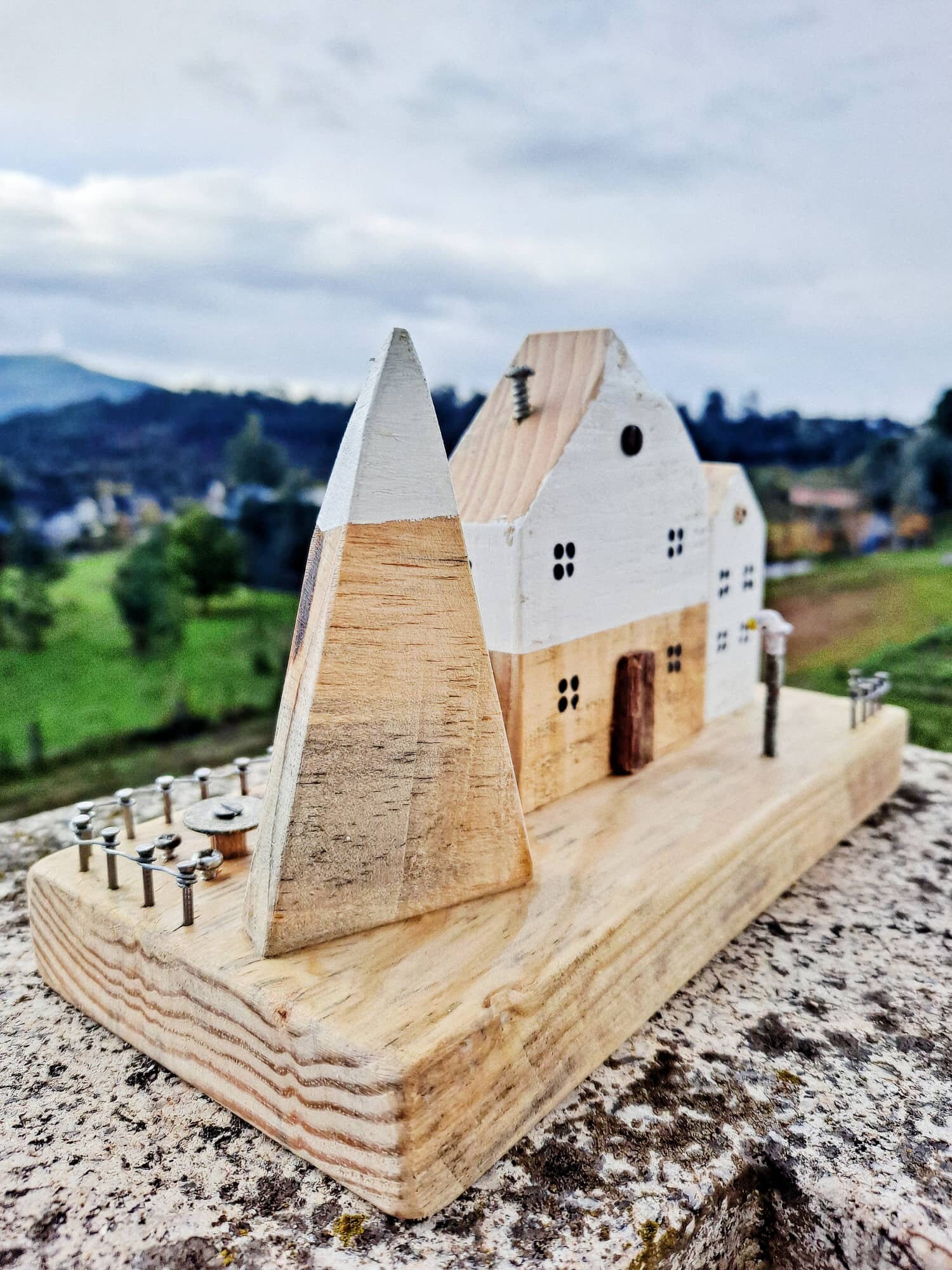 Wooden Town, Primitive Handmade Wooden Houses, Mini Wood Village ...