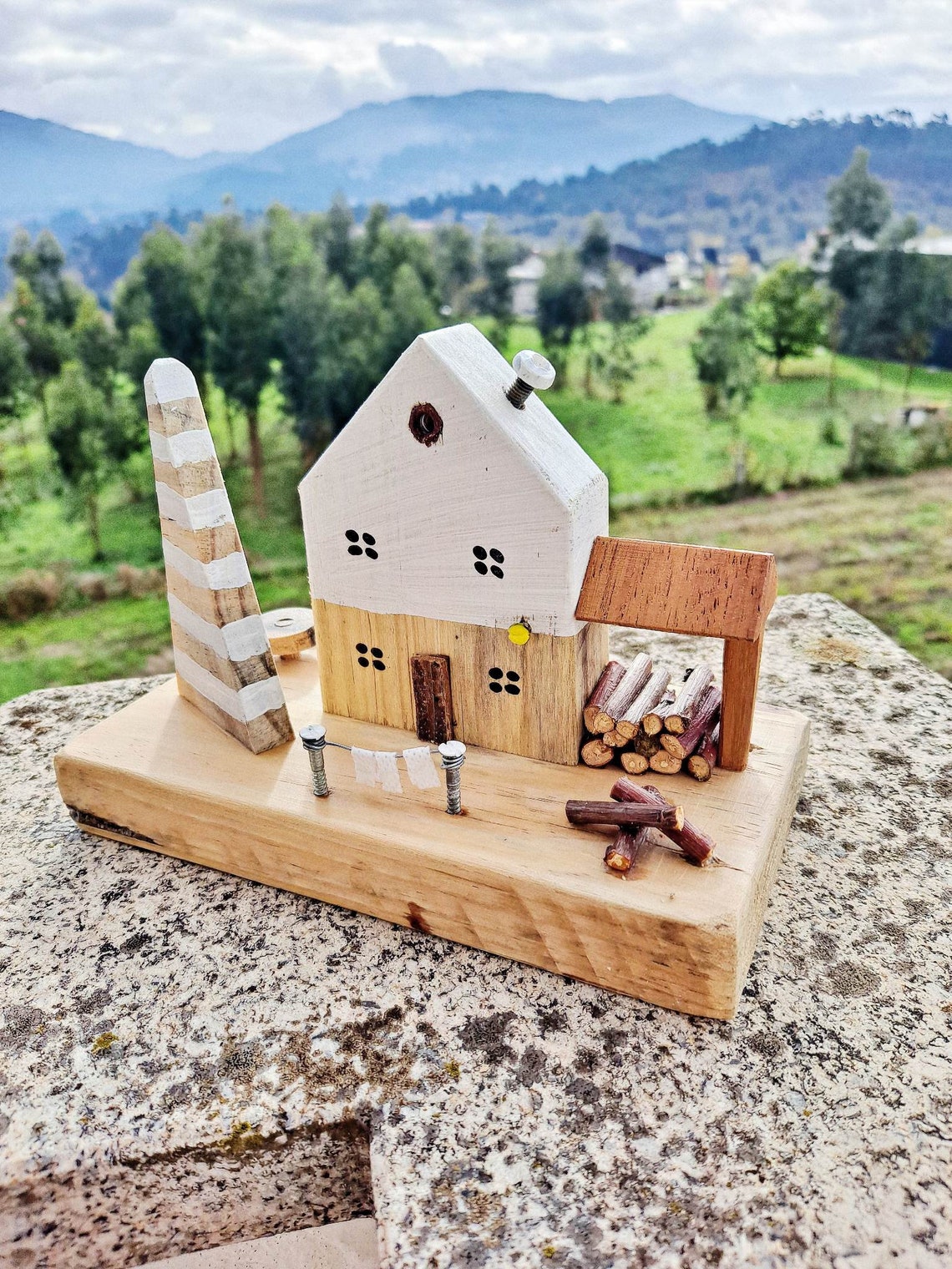 Wooden Town, Primitive Handmade Wooden Houses, Mini Wood Village ...