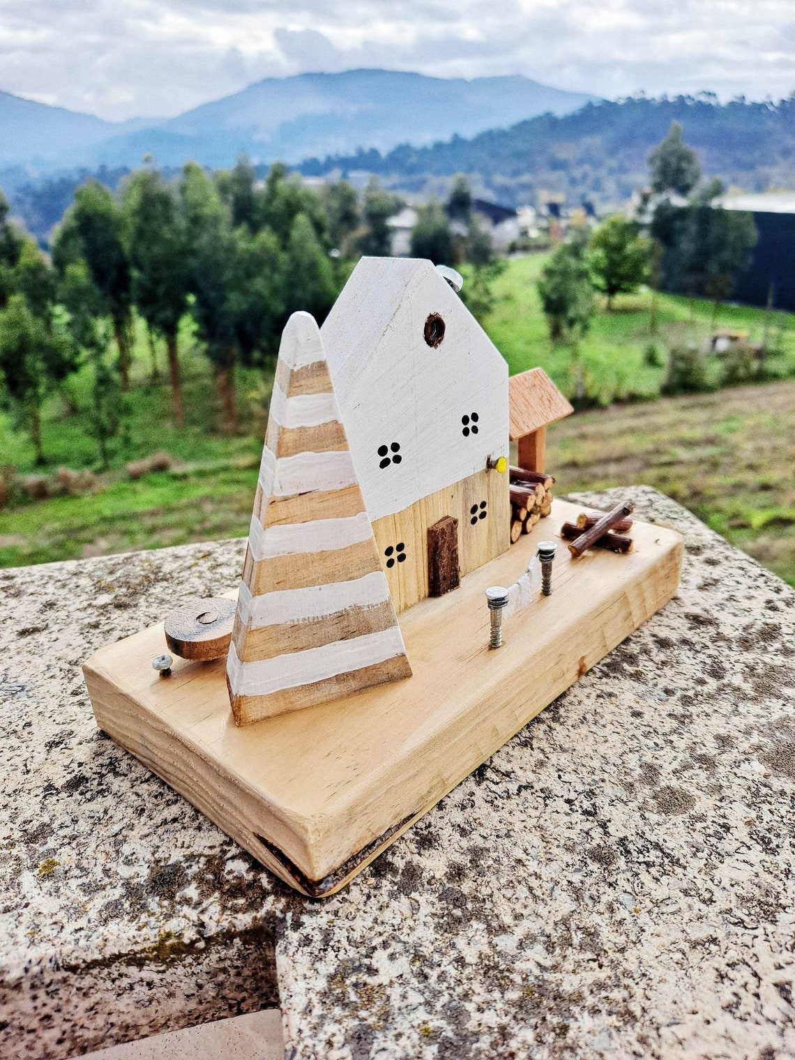 Wooden Town, Primitive Handmade Wooden Houses, Mini Wood Village ...