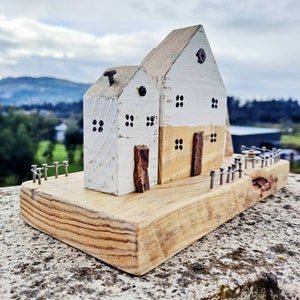 Wooden Town, Primitive Handmade Wooden Houses, Mini Wood Village ...
