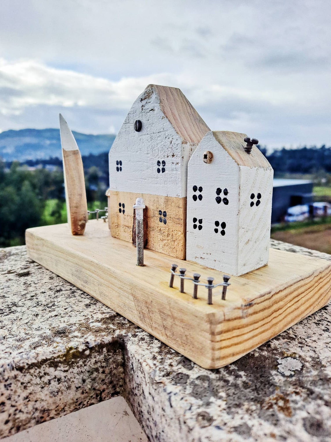 Wooden Town, Primitive Handmade Wooden Houses, Mini Wood Village ...