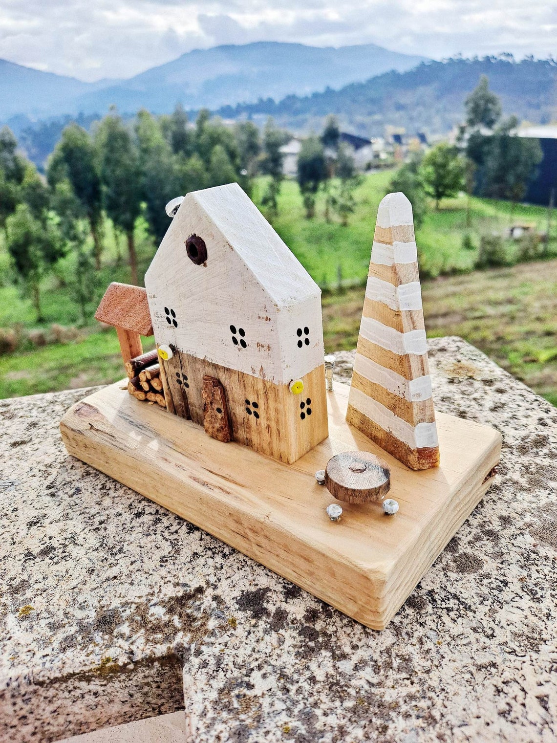 Wooden Town, Primitive Handmade Wooden Houses, Mini Wood Village ...