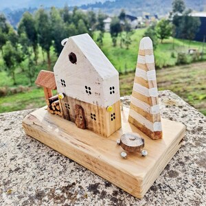 Wooden Town, Primitive Handmade Wooden Houses, Mini Wood Village ...
