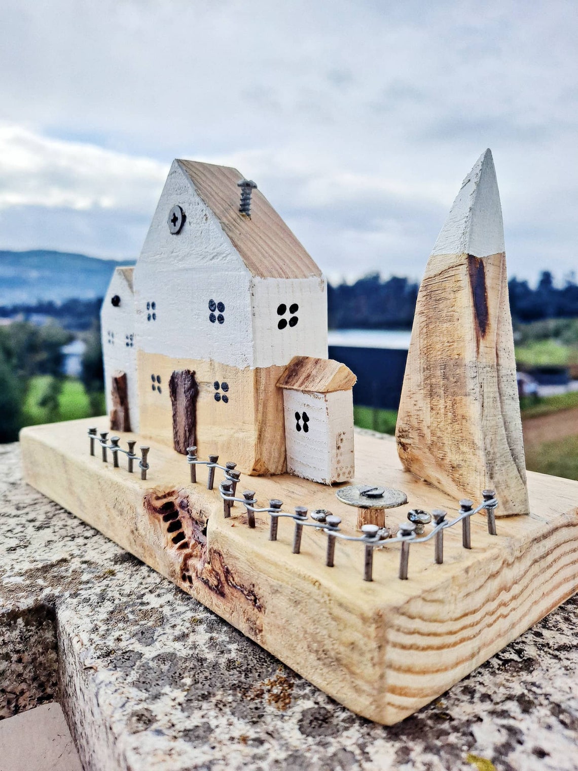Wooden Town, Primitive Handmade Wooden Houses, Mini Wood Village ...