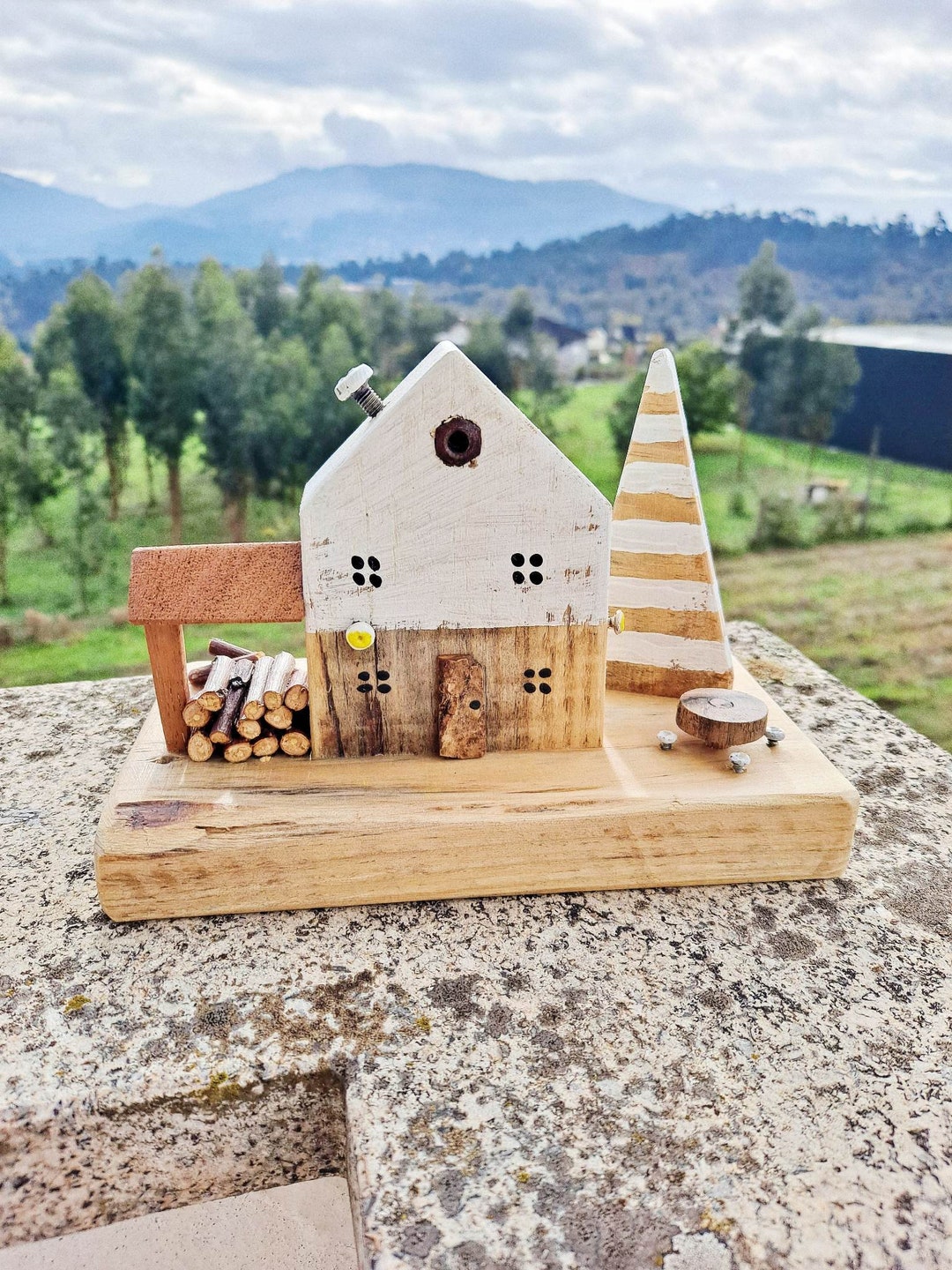 Wooden Town, Primitive Handmade Wooden Houses, Mini Wood Village ...