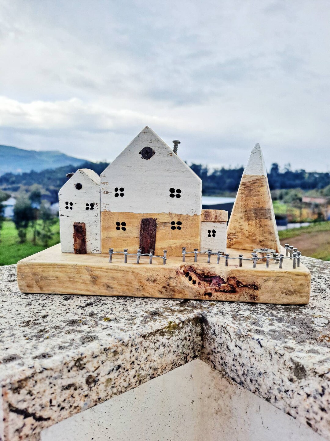 Wooden Town, Primitive Handmade Wooden Houses, Mini Wood Village ...