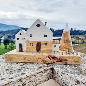 Wooden Town, Primitive Handmade Wooden Houses, Mini Wood Village ...