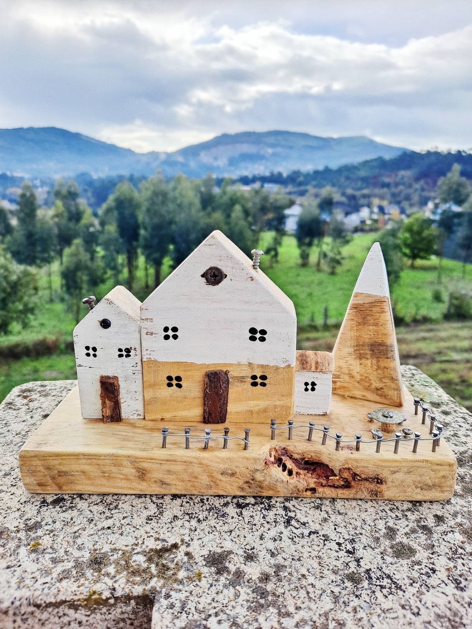 Wooden Town, Primitive Handmade Wooden Houses, Mini Wood Village ...