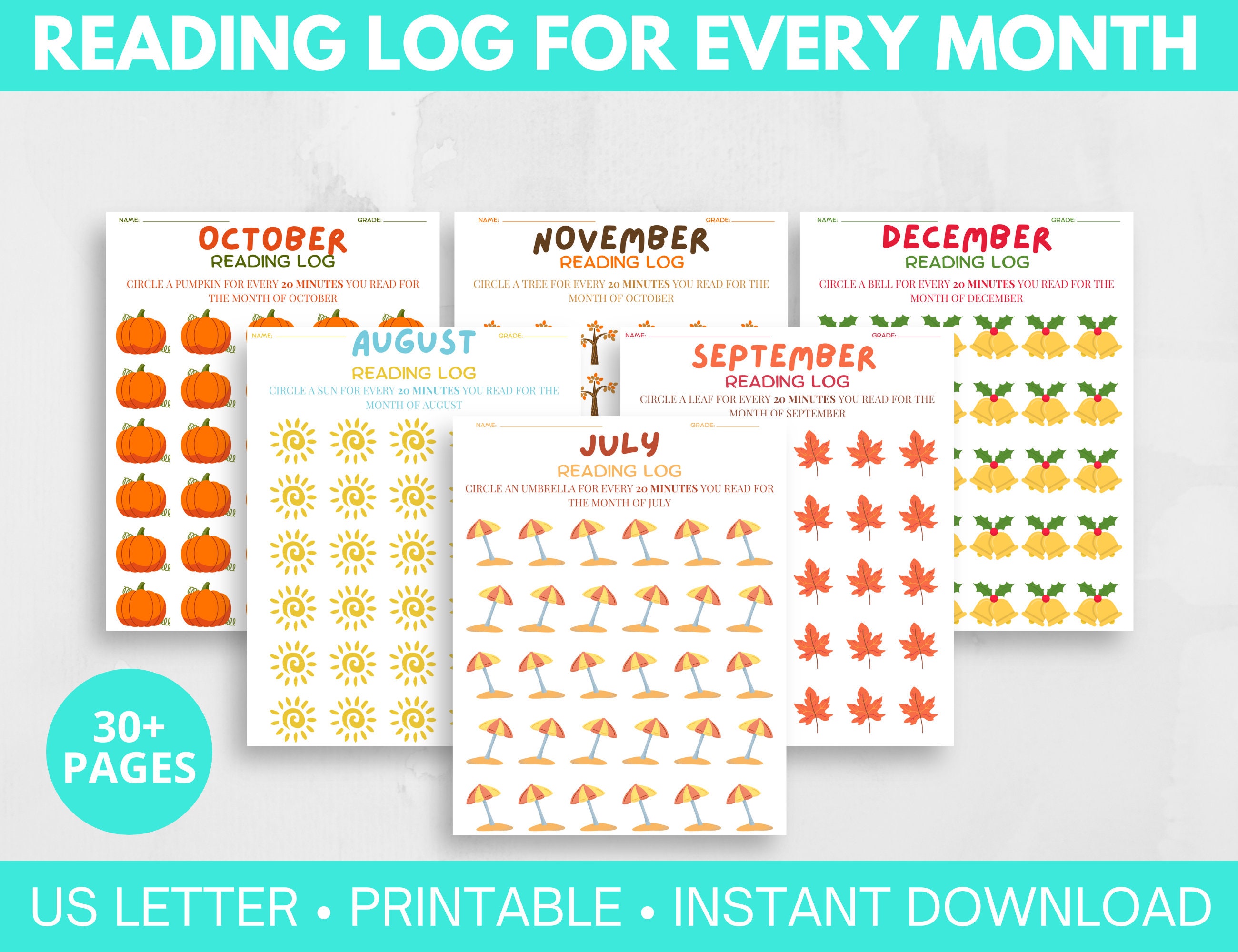 Monthly Reading Log for Teachers and Homeschool - Etsy