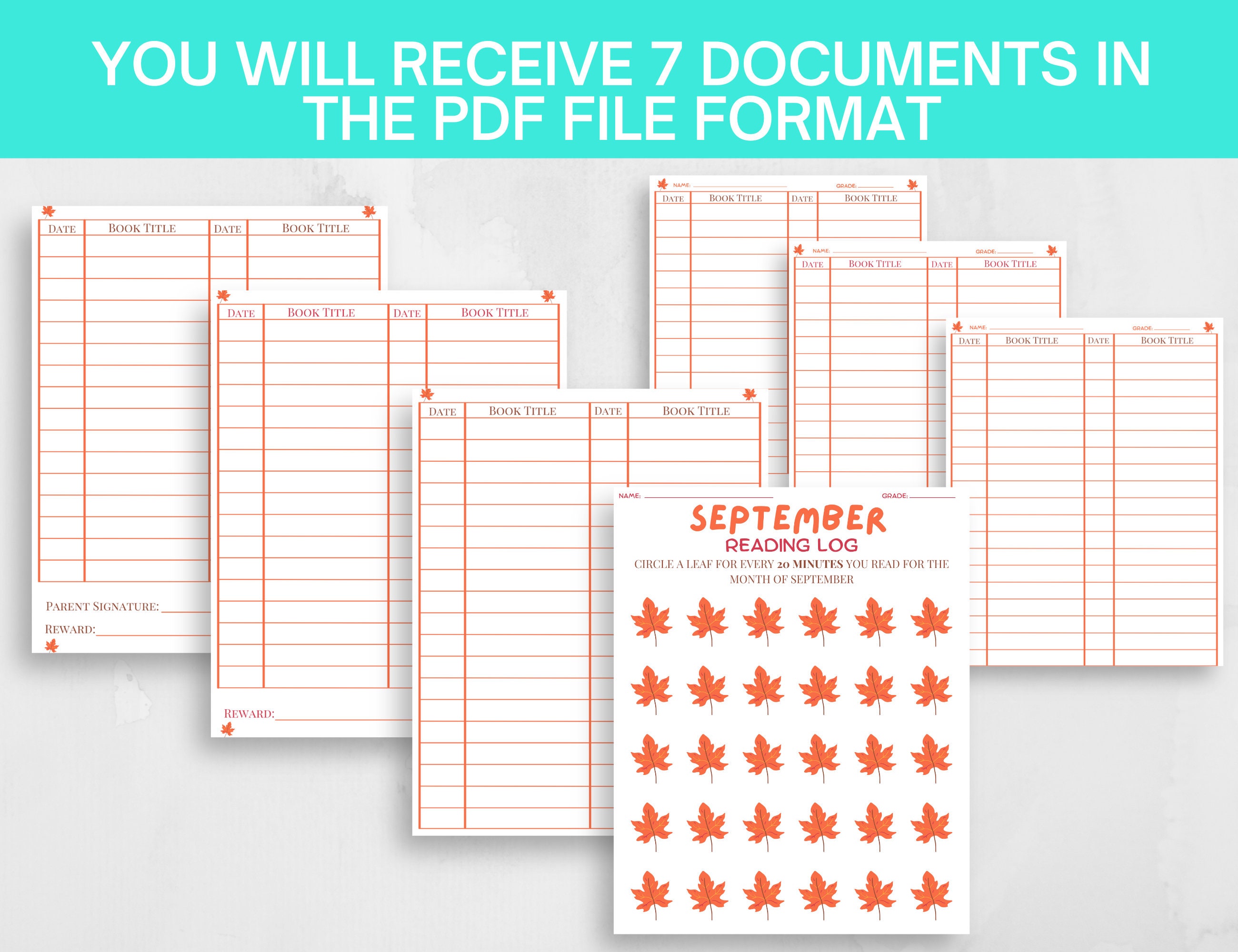 September Reading Log for Teachers and Homeschool - Etsy