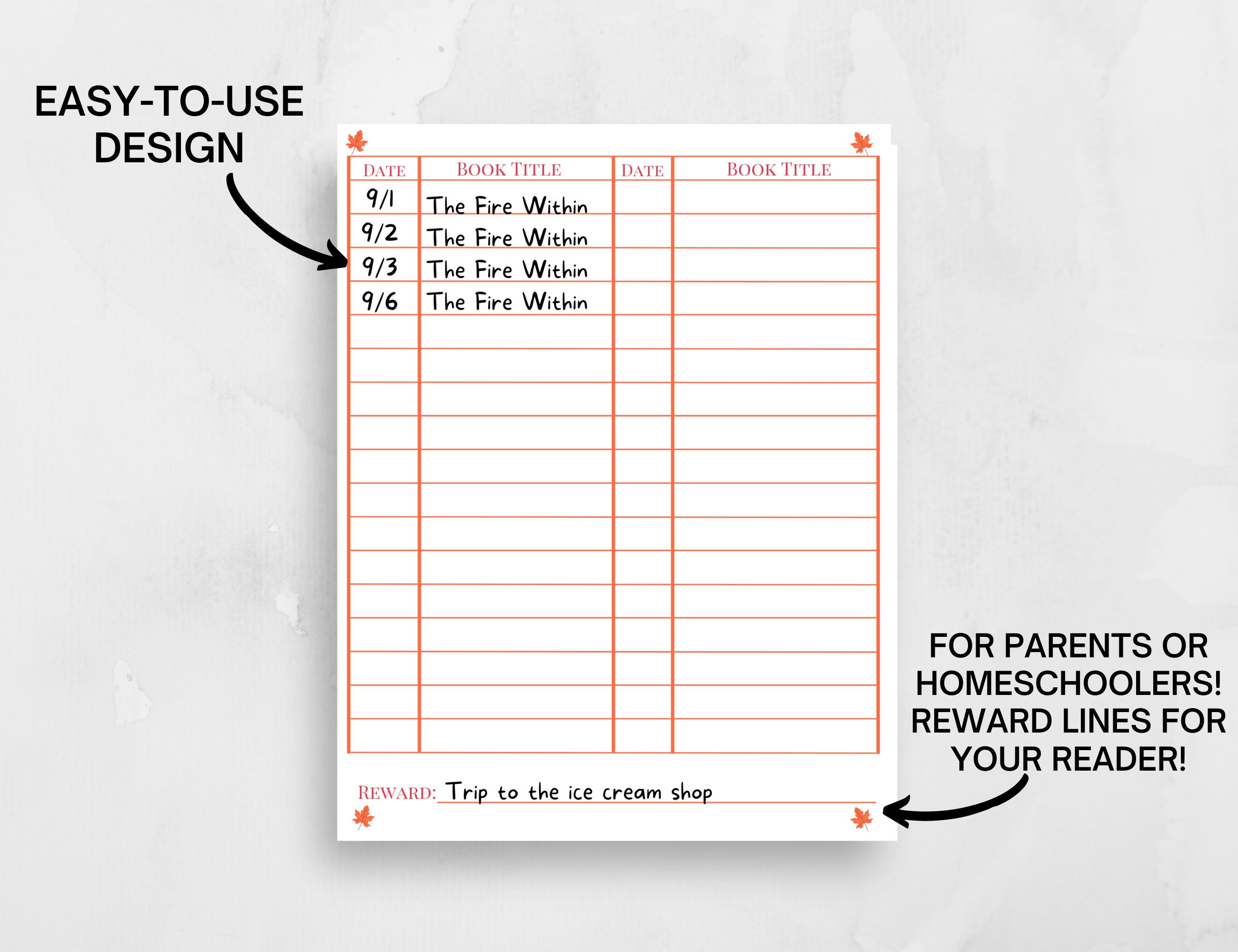 September Reading Log for Teachers and Homeschool - Etsy