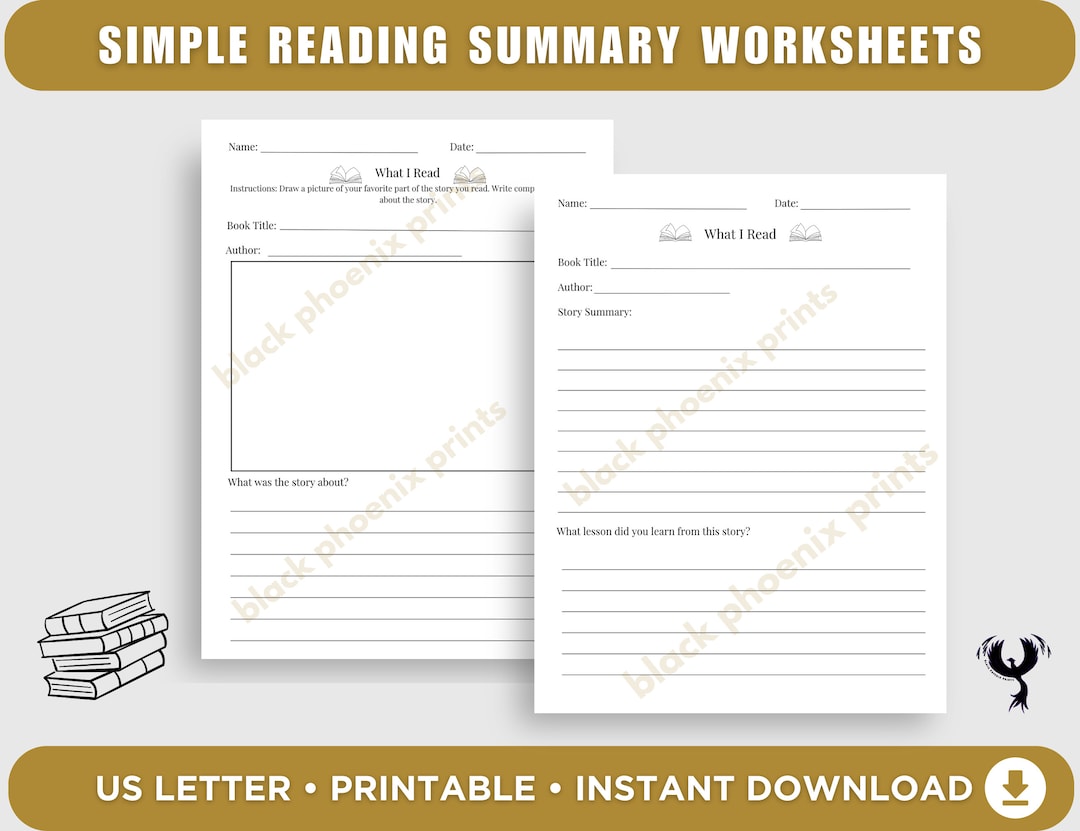 Simple Reading Summary Worksheet, Reading Accountability for Students ...