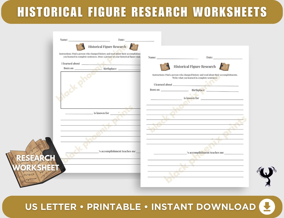 Historical Figure Research Worksheet: Elementary Homeschool Notes (PDF ...