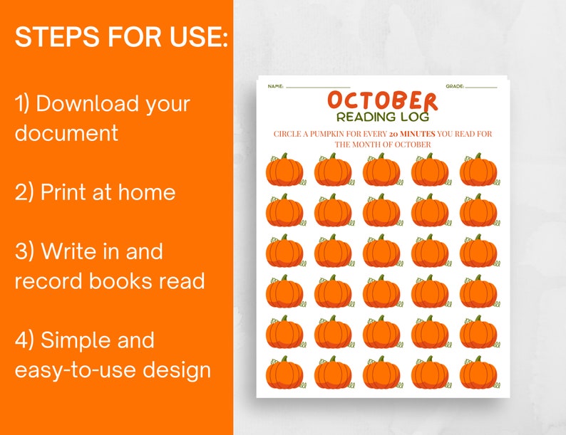 October Reading Log for Teachers and Homeschool - Etsy