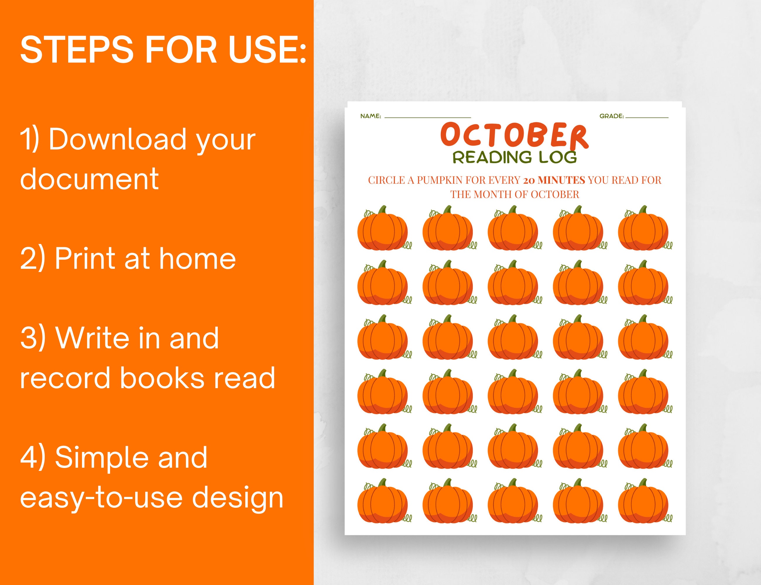 October Reading Log for Teachers and Homeschool - Etsy