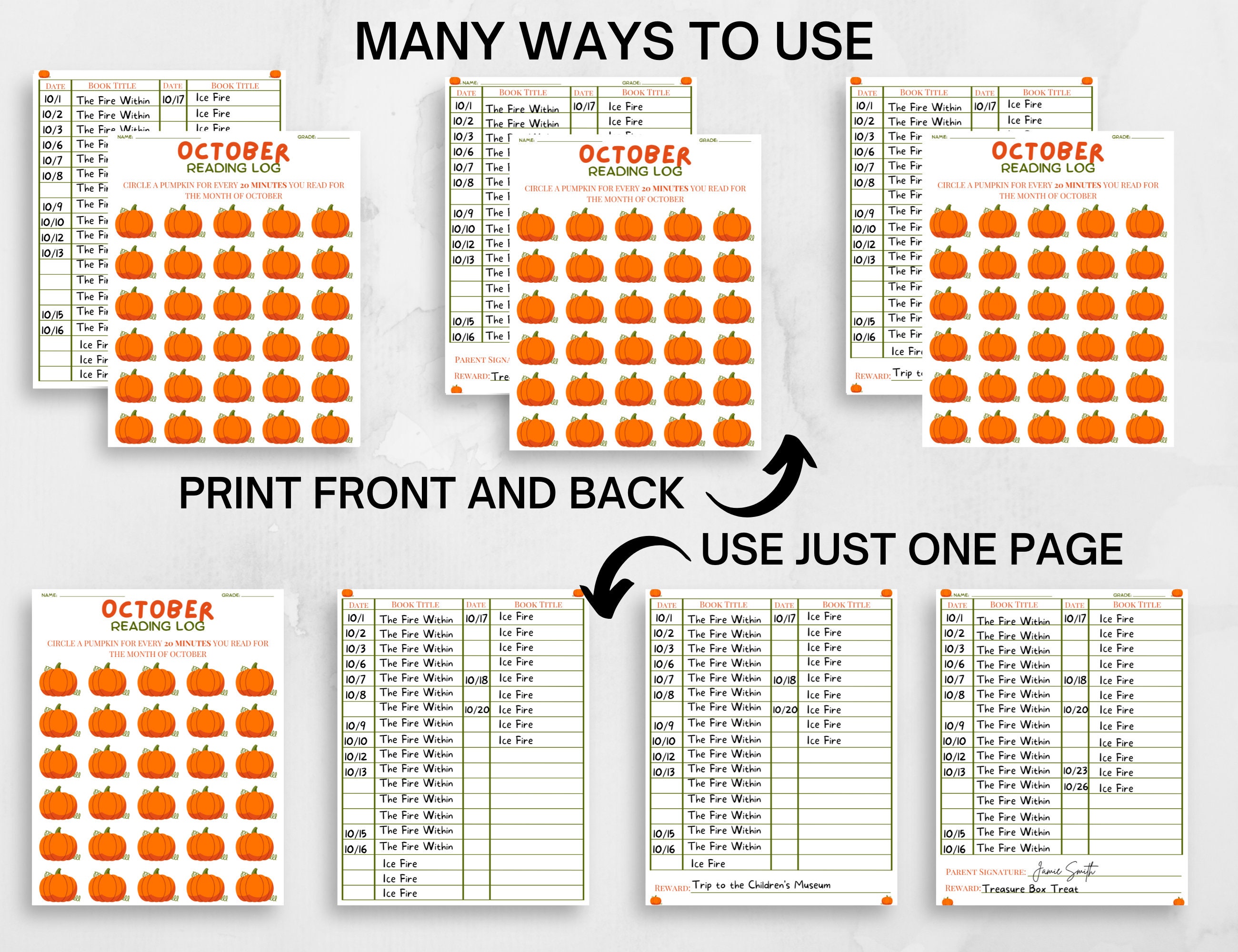 October Reading Log for Teachers and Homeschool - Etsy