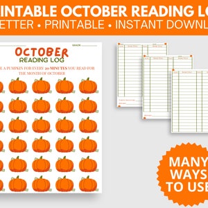 October Reading Log for Teachers and Homeschool - Etsy