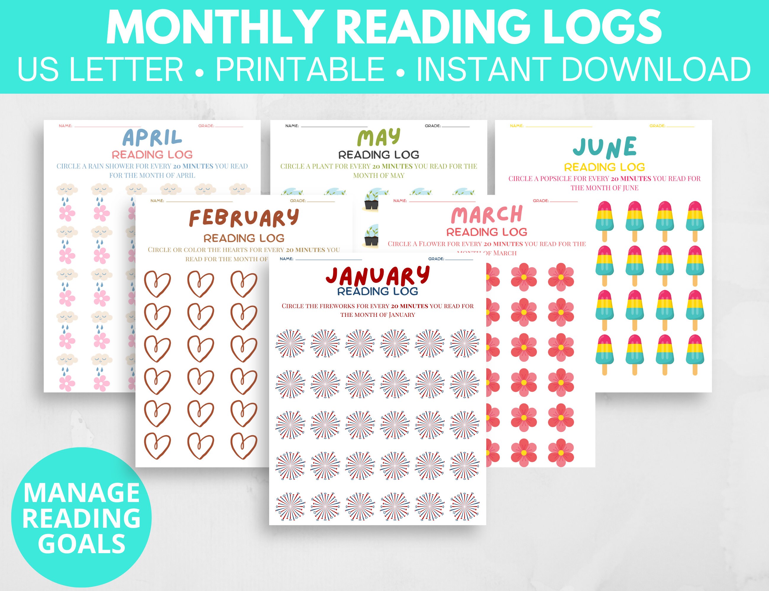 Monthly Reading Log for Teachers and Homeschool - Etsy