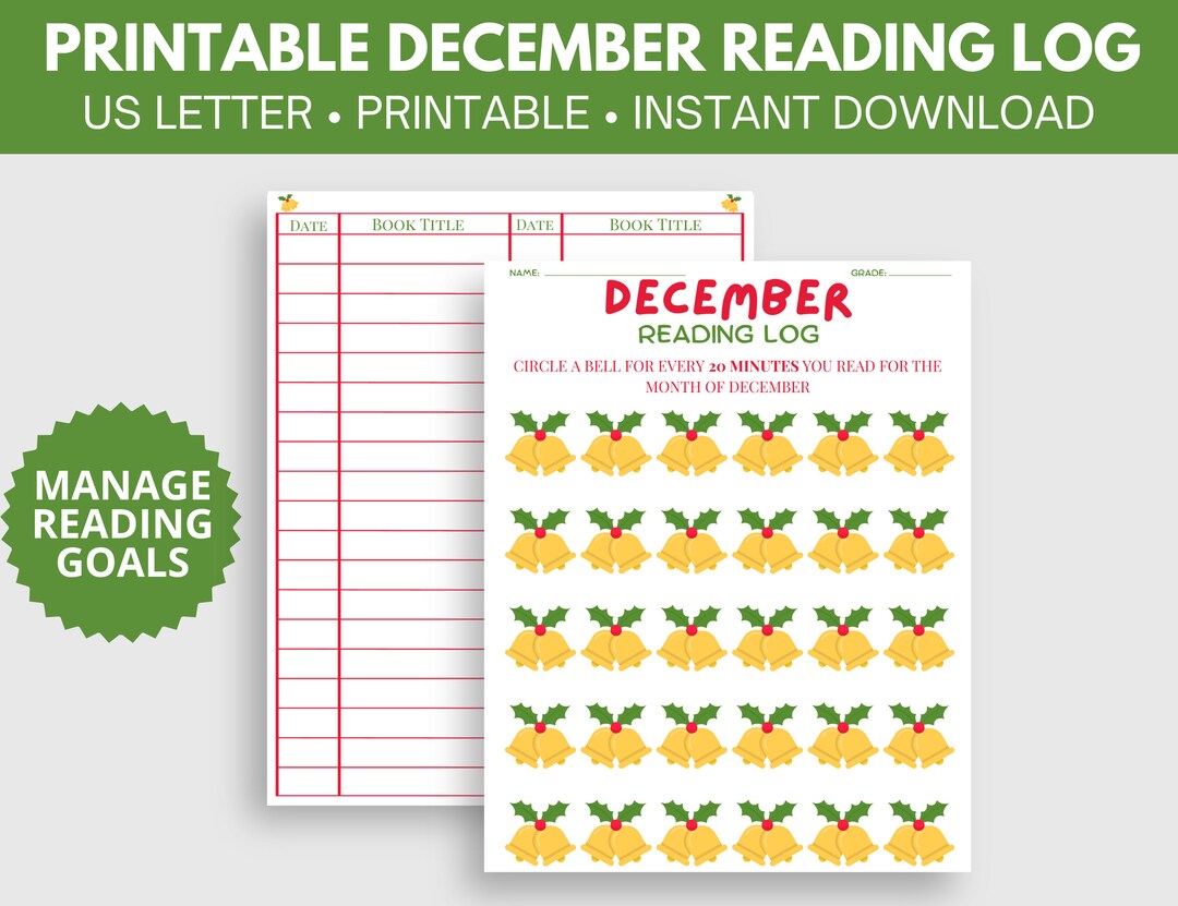 December Reading Log for Teachers and Homeschool - Etsy