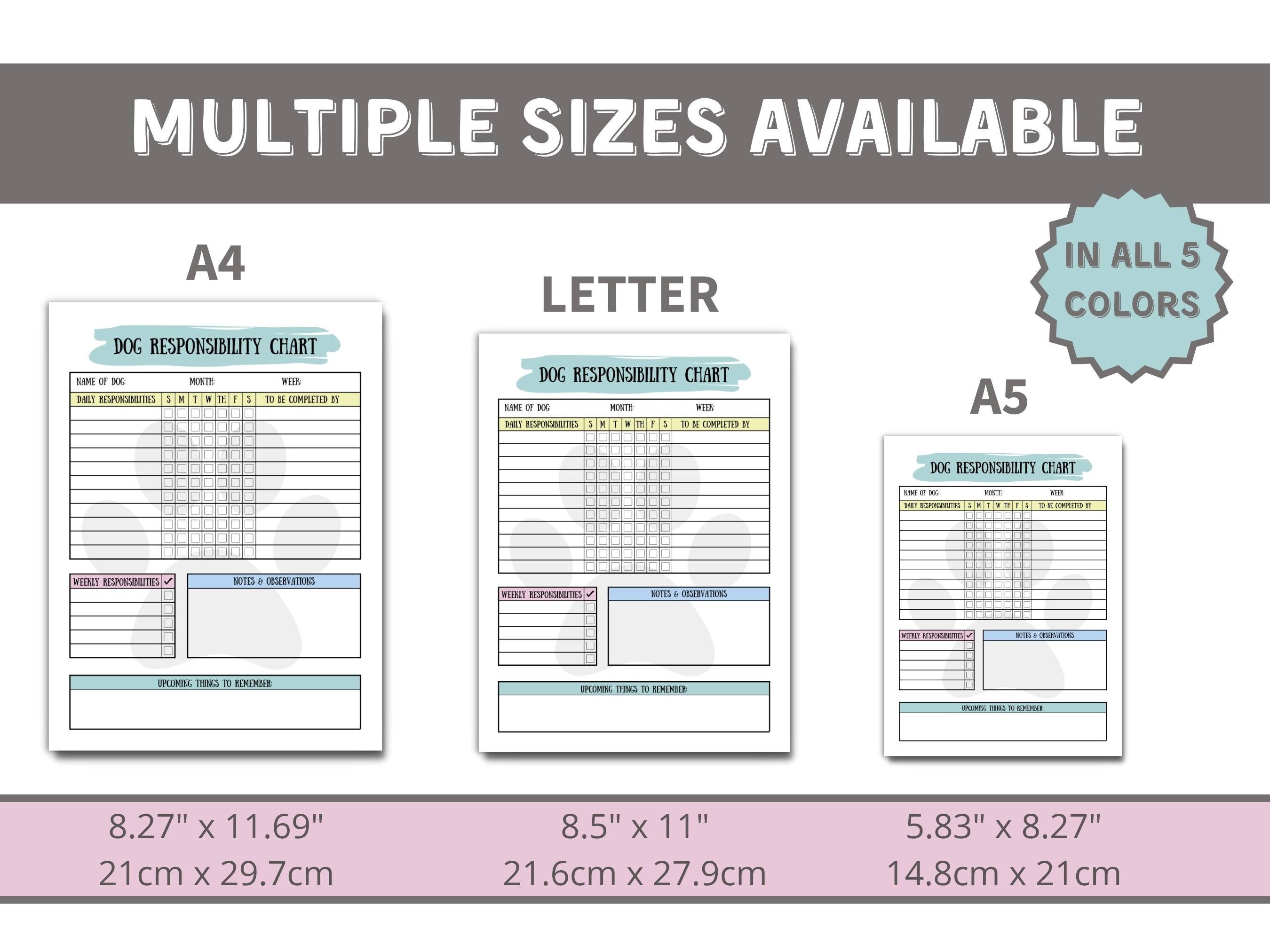 Printable Dog Responsibility Chart, Weekly Dog Chore Chart, Digital Pet ...