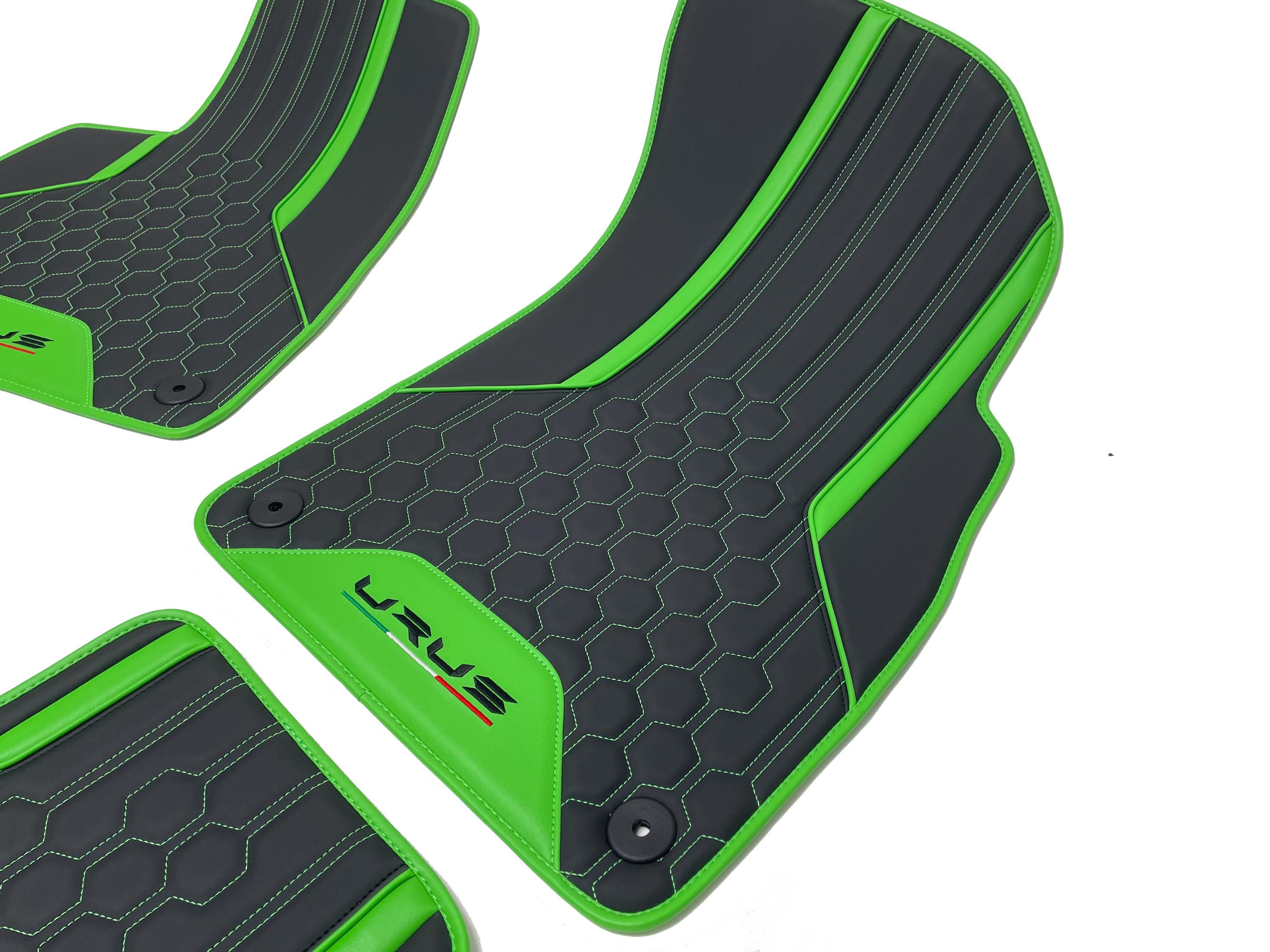 Lamborghini Urus Bespoke Floor Mats, Trunk, and 2 Pillows Black/green ...