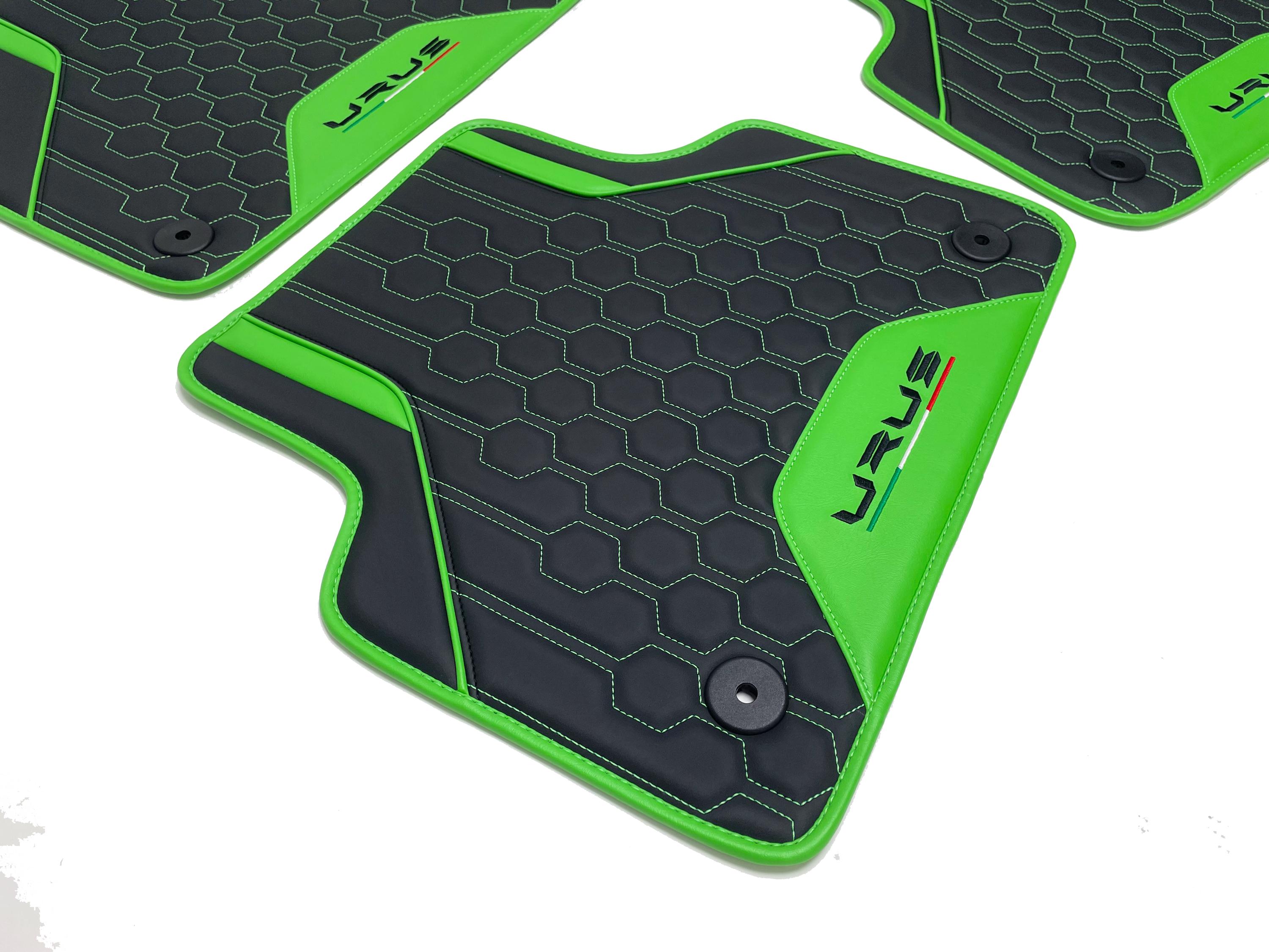 Lamborghini Urus Bespoke Floor Mats, Trunk, and 2 Pillows Black/green ...