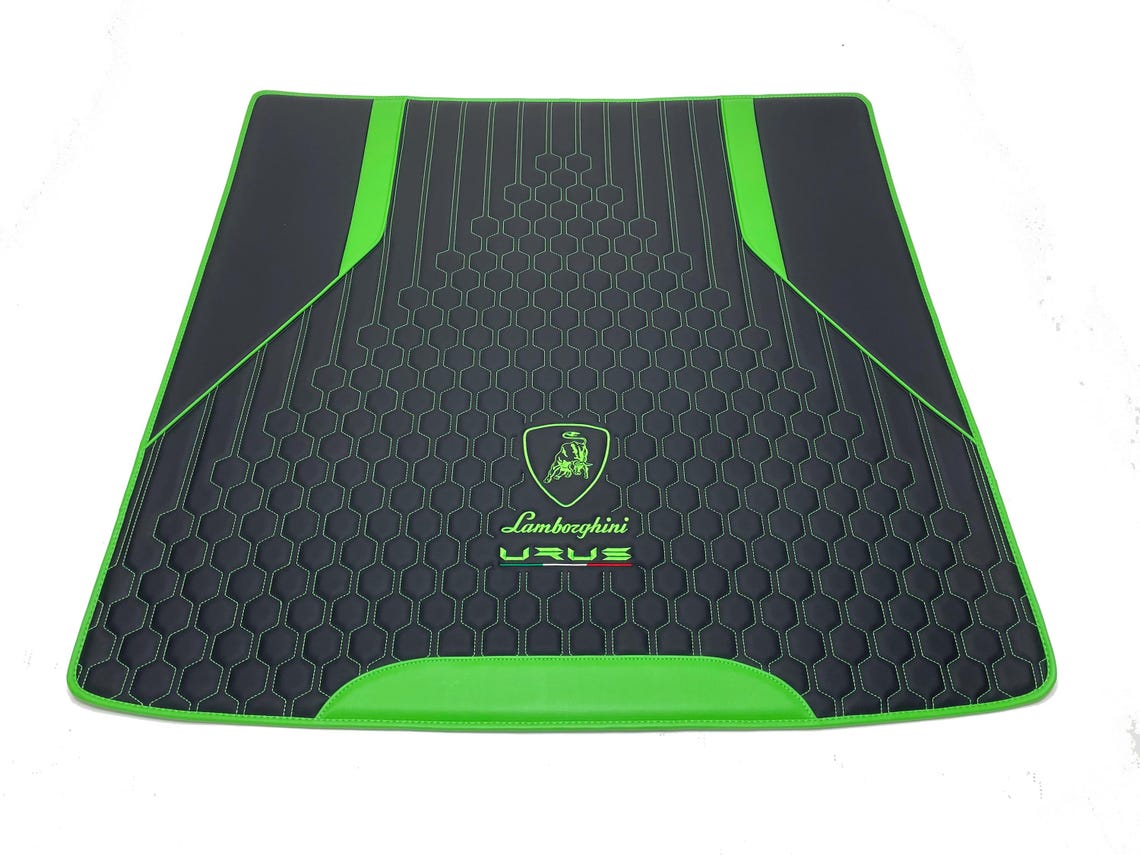 Lamborghini Urus Bespoke Floor Mats, Trunk, and 2 Pillows Black/green ...