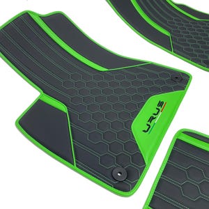Lamborghini Urus Bespoke Floor Mats, Trunk, and 2 Pillows Black/green ...