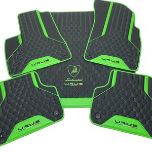 Lamborghini Urus Bespoke Floor Mats, Trunk, and 2 Pillows Black/green ...