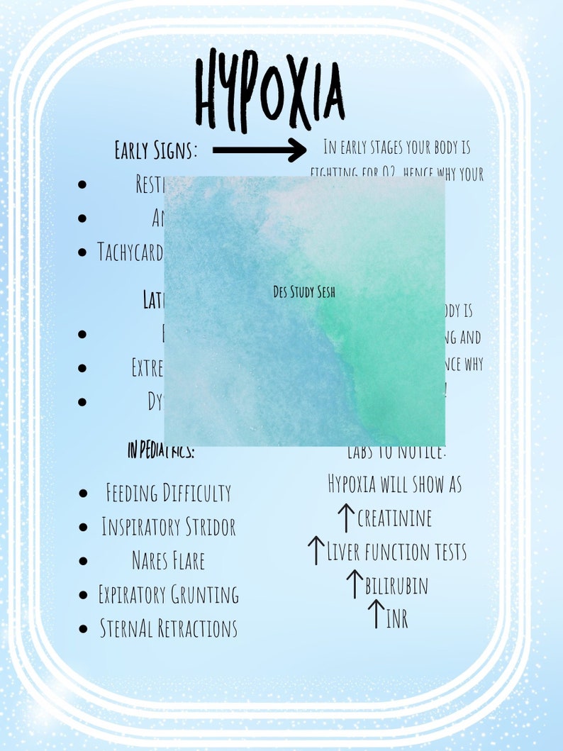 Hypoxia and Hypoxemia Nursing Notes - Etsy