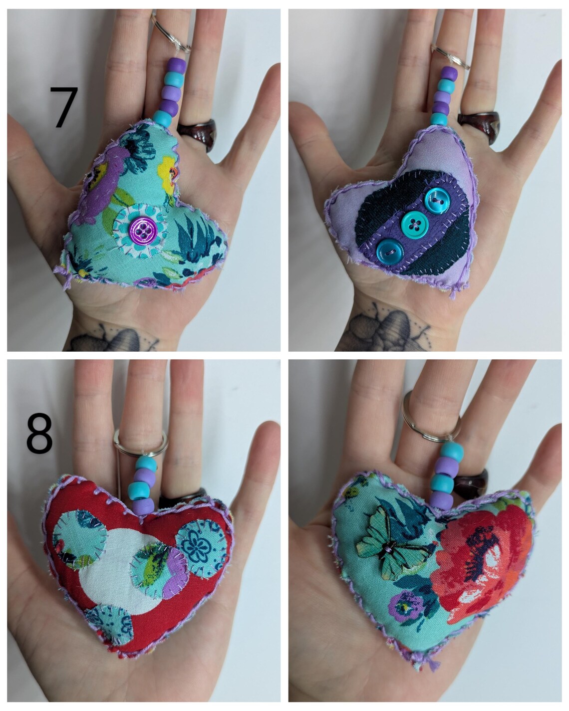 Heart Keychain/handmade/handsewn/detailed Heart Plush Key Ring ...