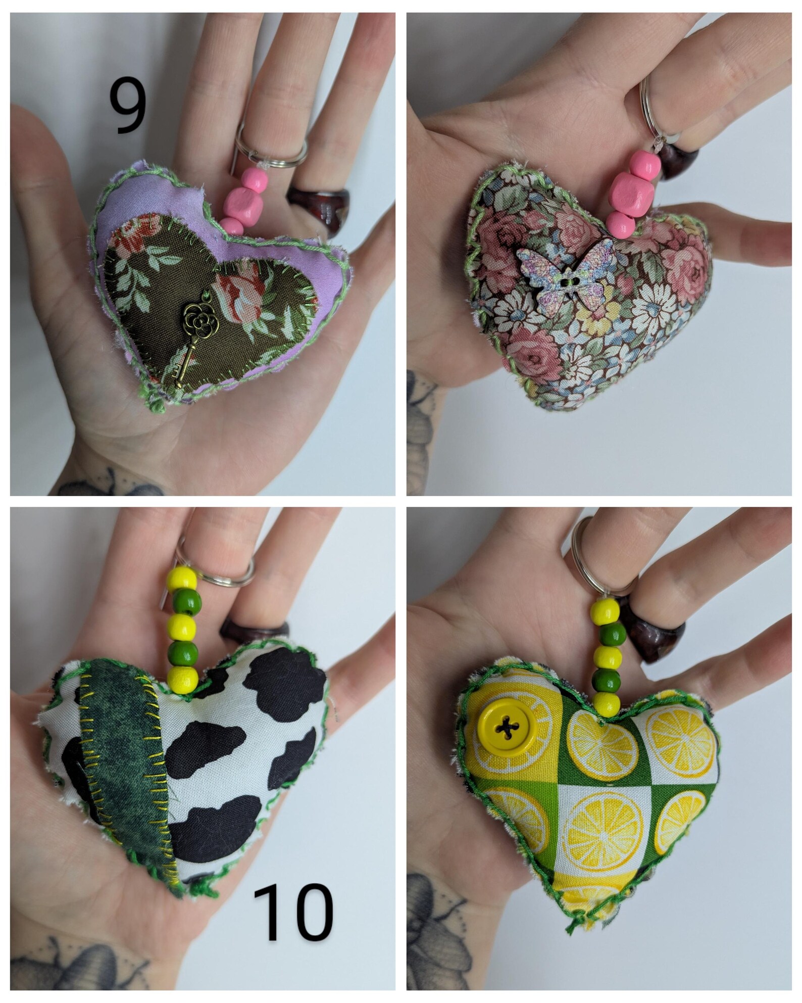 Heart Keychain/handmade/handsewn/detailed Heart Plush Key Ring ...