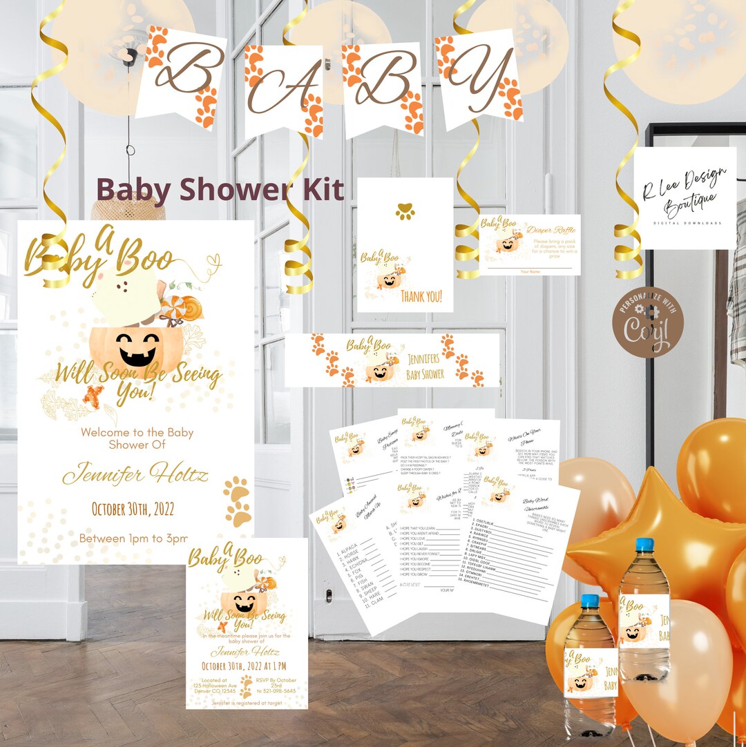 Halloween A Baby Boo Baby Shower Full Kit Fall Invitation - Etsy