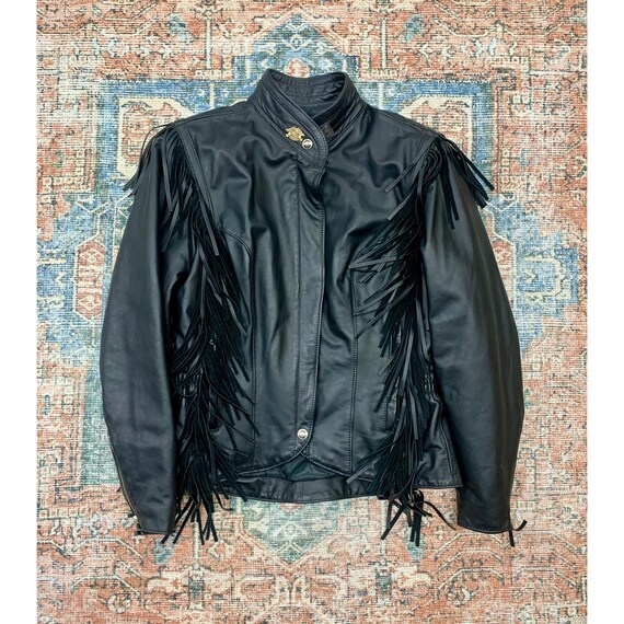 Vintage Harley Fringe Leather Motorcycle Jacket- Wome… - Gem