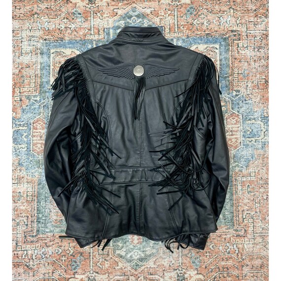 Vintage Harley Fringe Leather Motorcycle Jacket- Wome… - Gem