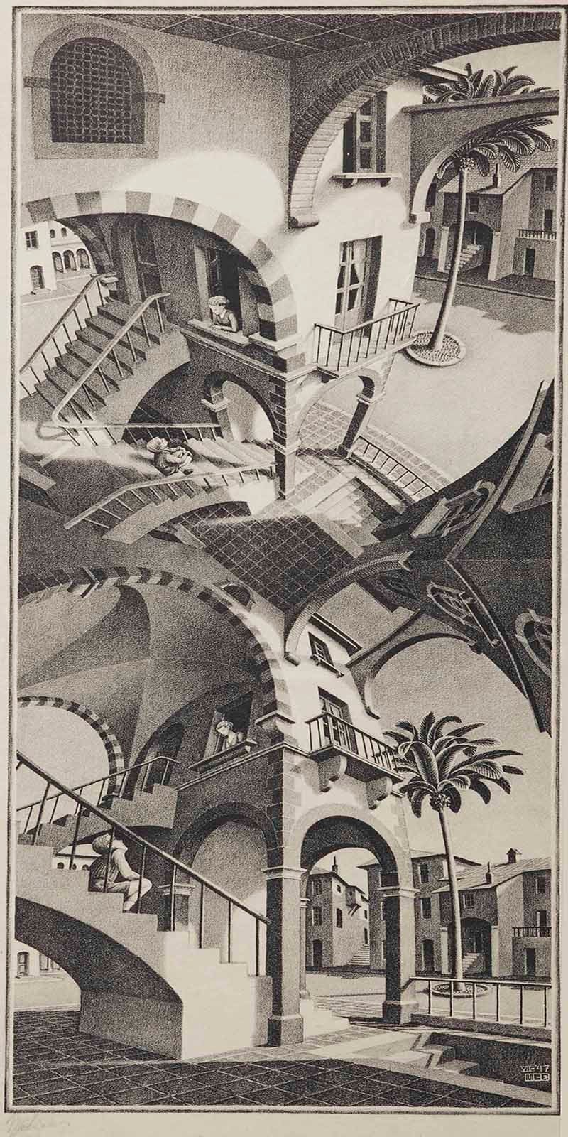 Up and Down-maurits Cornelis Escher,home Office Decor,modern Relativity ...