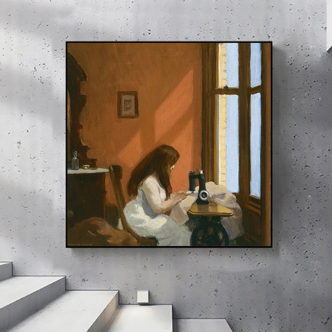 Girl at a Sewing Machine-edward Hopper,office Decor,exhibition Poster ...