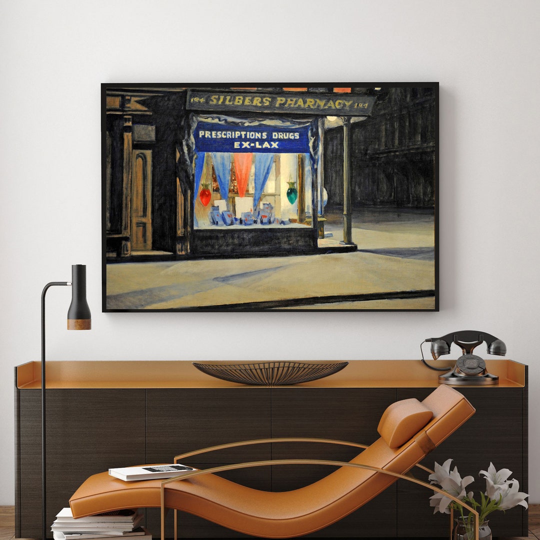 Drug Store-edward Hopper,home Office Decor,exhibition Poster,american ...