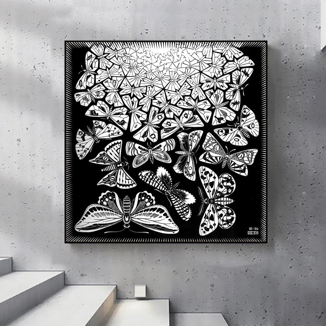 Butterflies-maurits Cornelis Escher,home Office Decor,modern Relativity ...