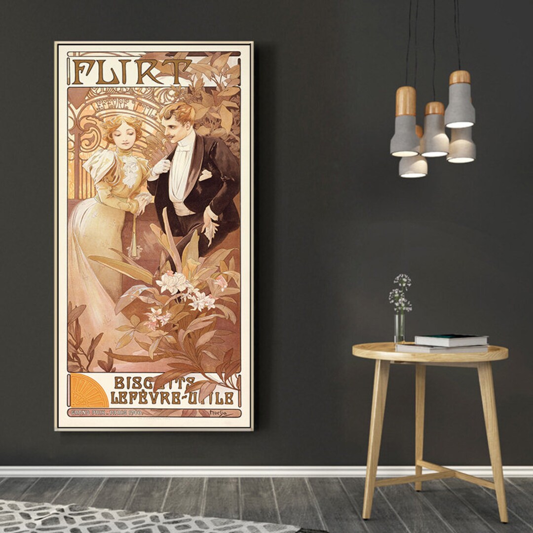Flirt-alphonse Mucha,home Office Decor,unique Housewarming Gift,art ...