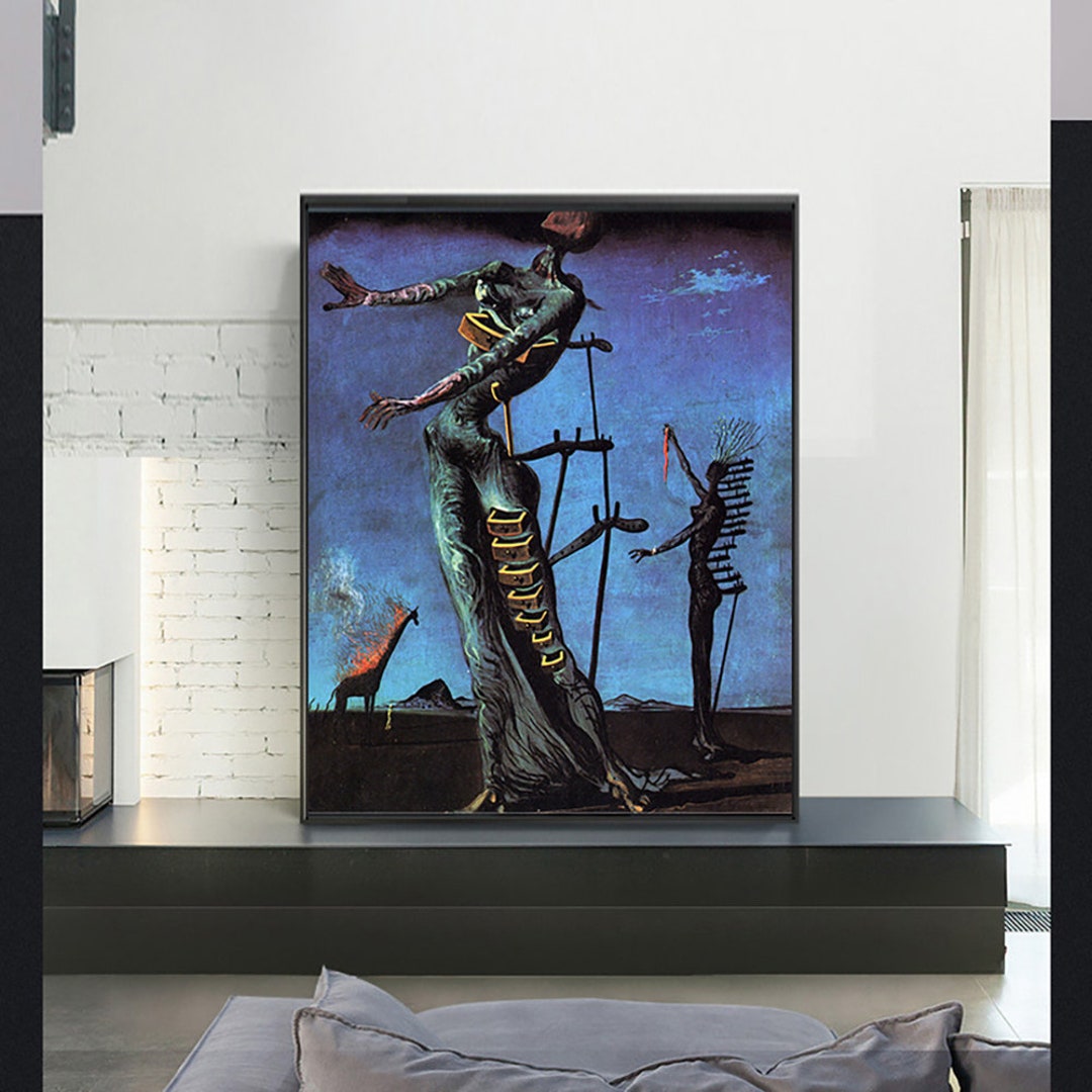 Flaming-giraffe-salvador Dali,home Office Decor,exhibition Poster ...