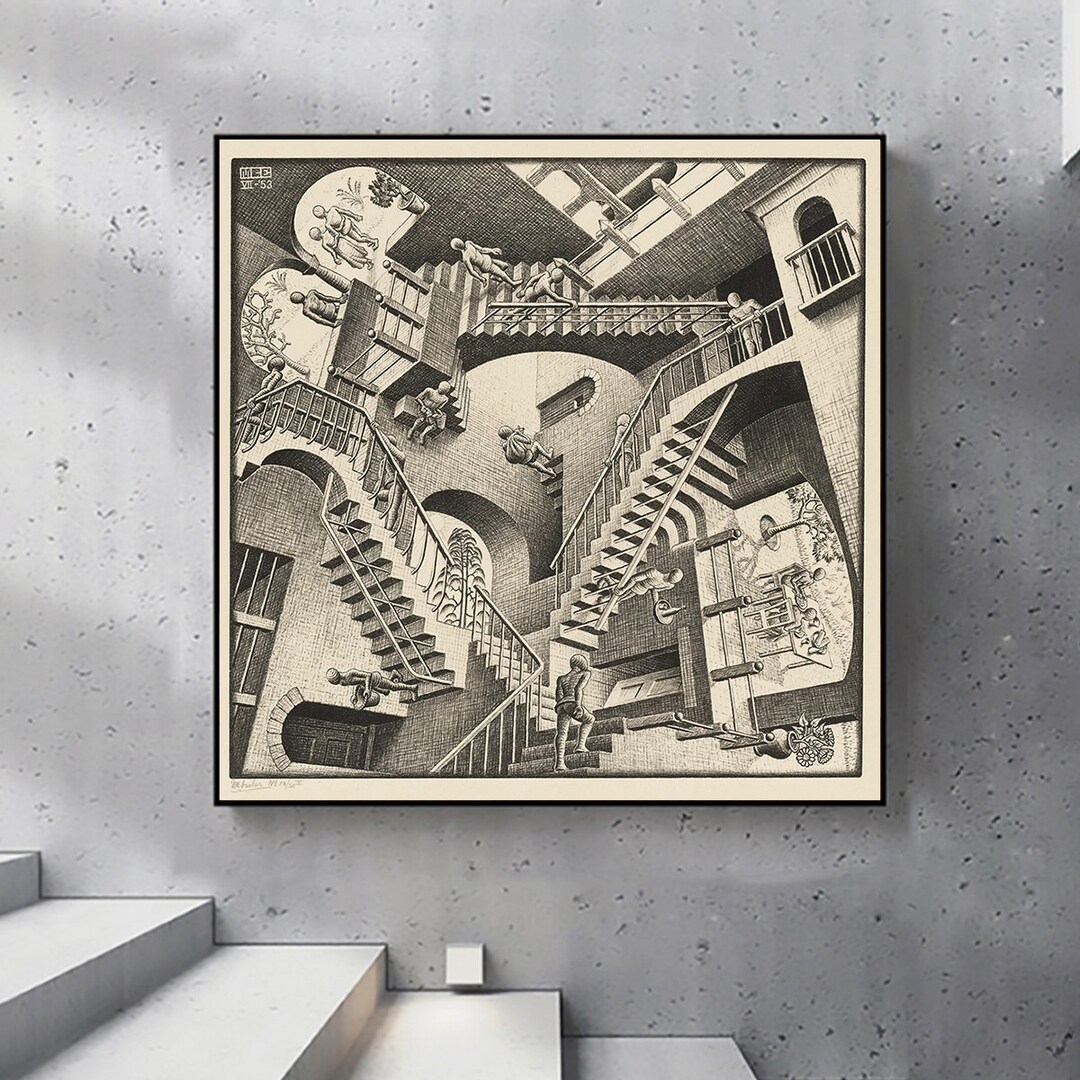 Relativity -maurits Cornelis Escher,home Office Decor,modern Relativity ...