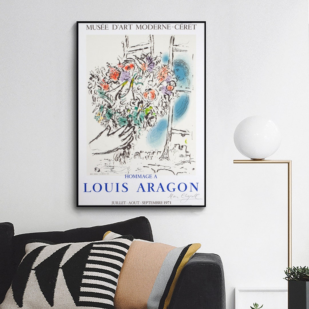 MARC CHAGALL ,hommage a Louis Aragon-exhibition Poster ,wall Decor,home ...