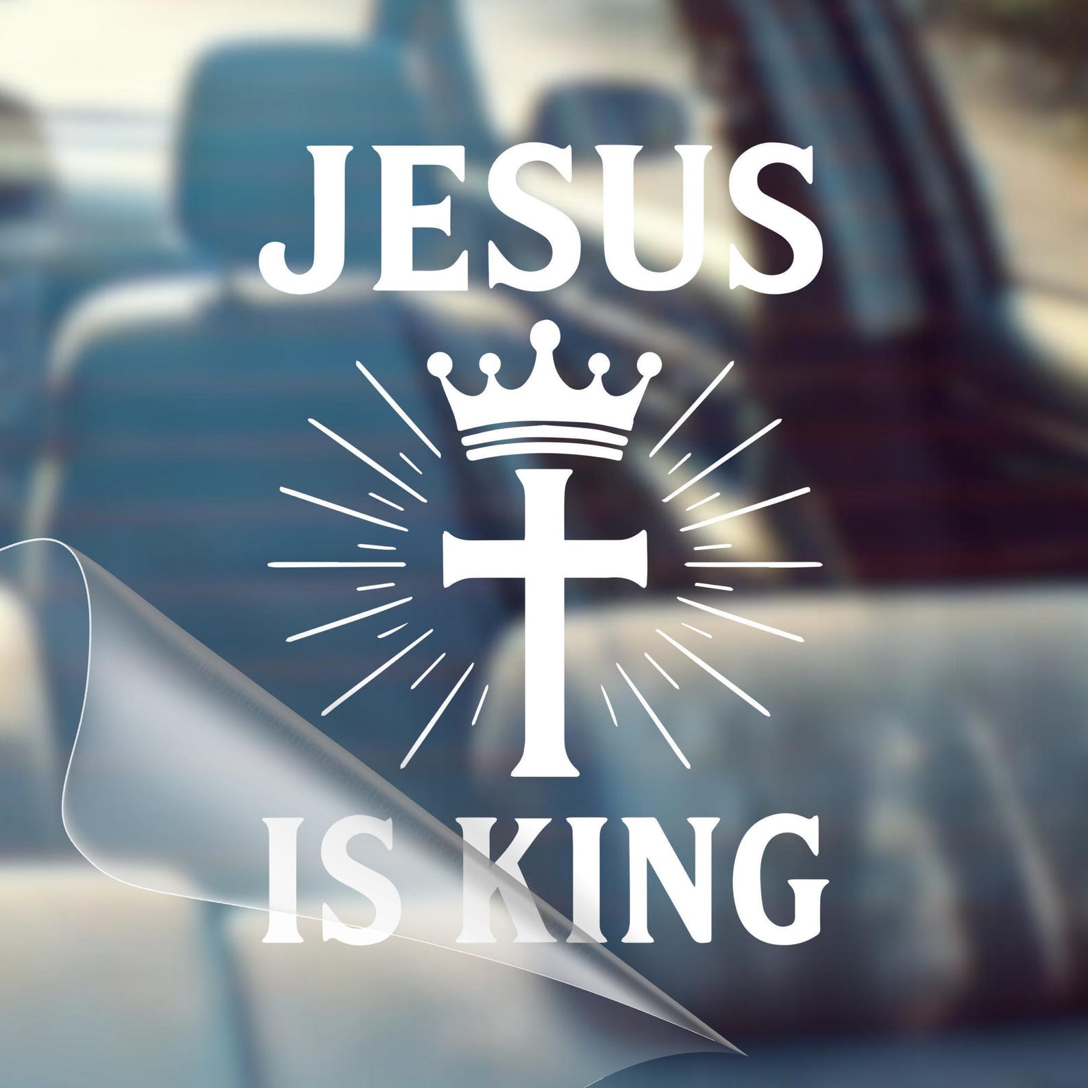 Jesus is King Car Decal, Christian Vinyl Sticker, Weatherproof Oracal ...
