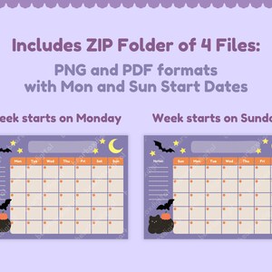 Spooky Undated Calendar Template | Kawaii Black Cat Schedule, Cute ...