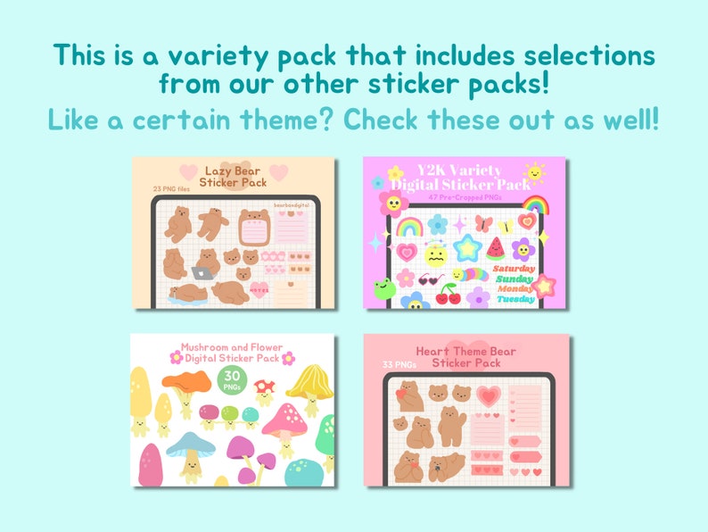 Kawaii Digital Sticker Variety Pack Cute Rainbow Planner - Etsy