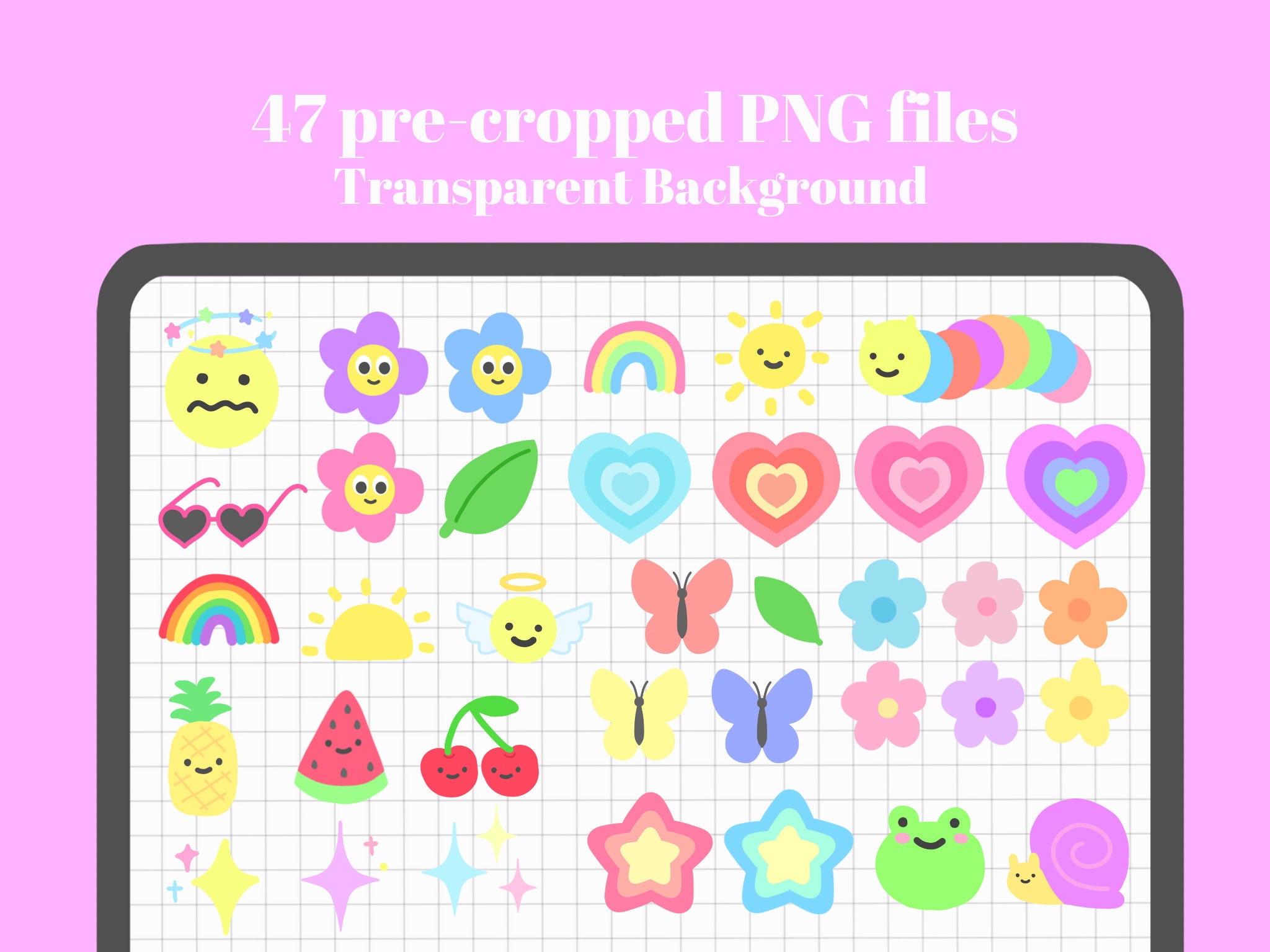 Y2K Digital Sticker Pack | Cute Rainbow Flower 00s Aesthetic for ...