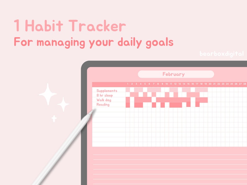 Pink Heart Planner Template With Stickers | Digital Printable Journal ...