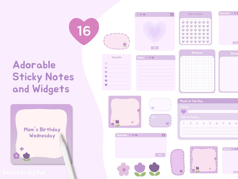 Lavender Planner Template With Stickers | Digital Printable Journal ...